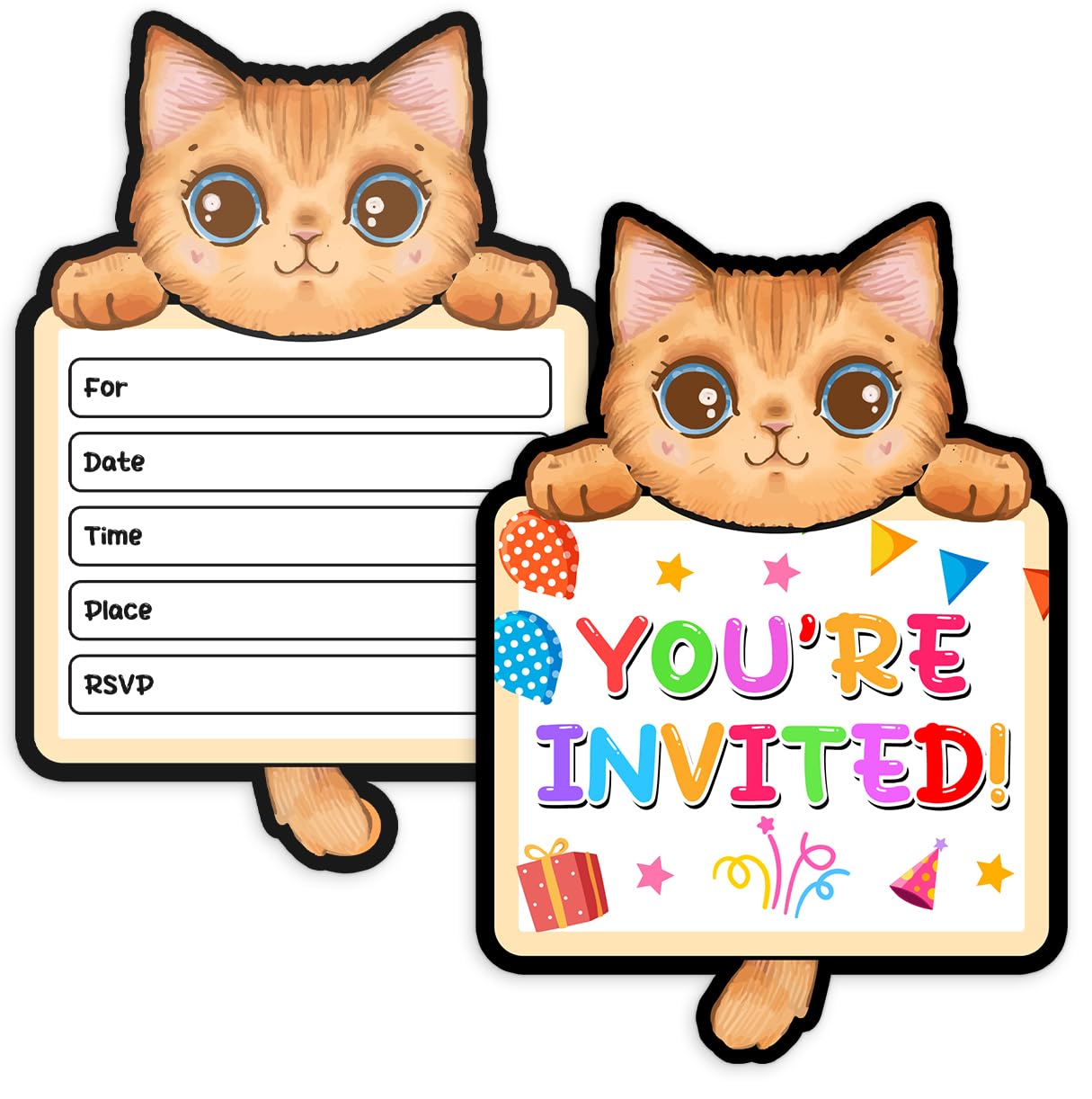 Amazon.com : Greatingreat Cat Invitations with Envelope for Birthday ...