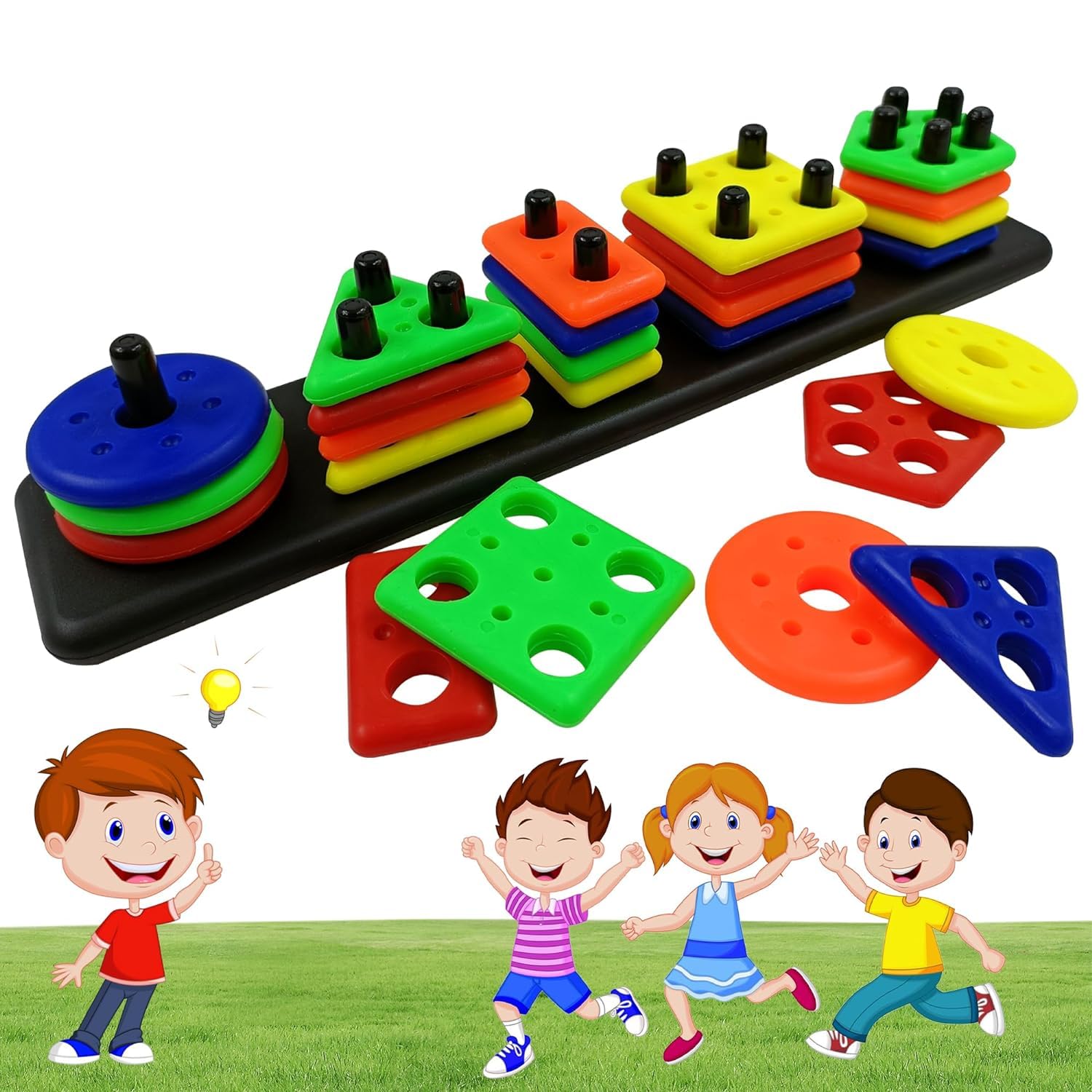 Shape Stacker Puzzle Game for Kids - Geometric Shapes Circle, Triangle ...