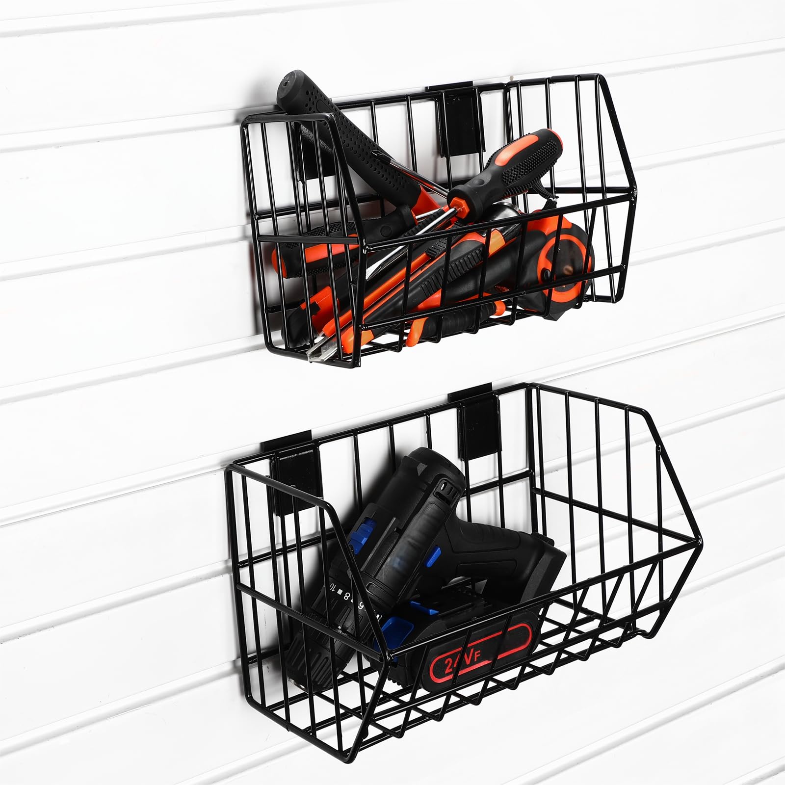 Garage Organization Baskets 4-Piece Metal Slatwall Basket Set ...