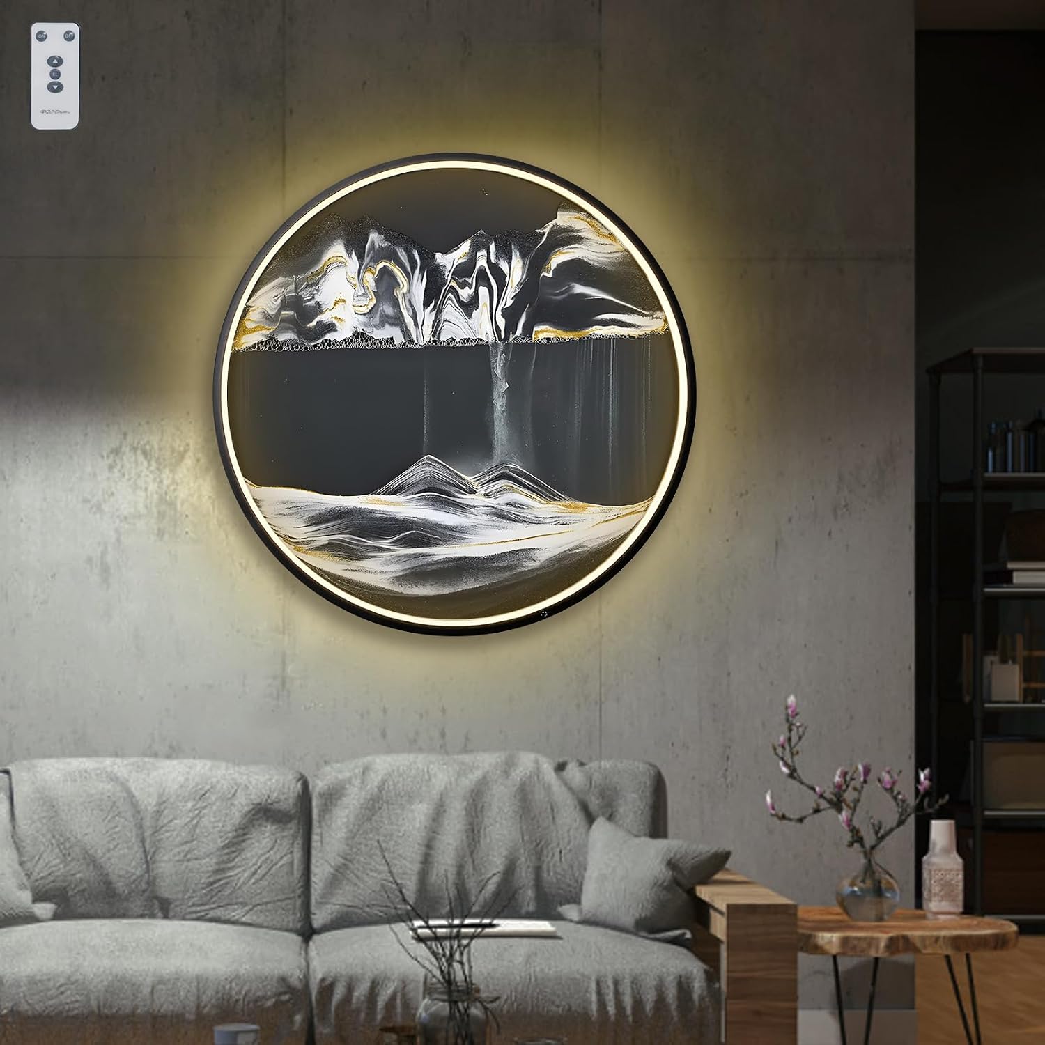 JYBBGO Moving Sand Art with LED Wall Sconce, 3D Deep Sea Sandscape Wall ...