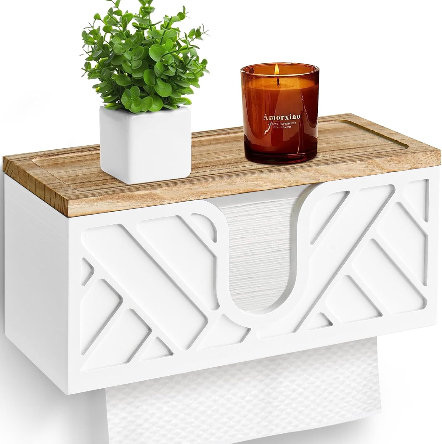 Bathroom Paper Towel Holder Solid Wood Paper Towel Dispenser Wall ...