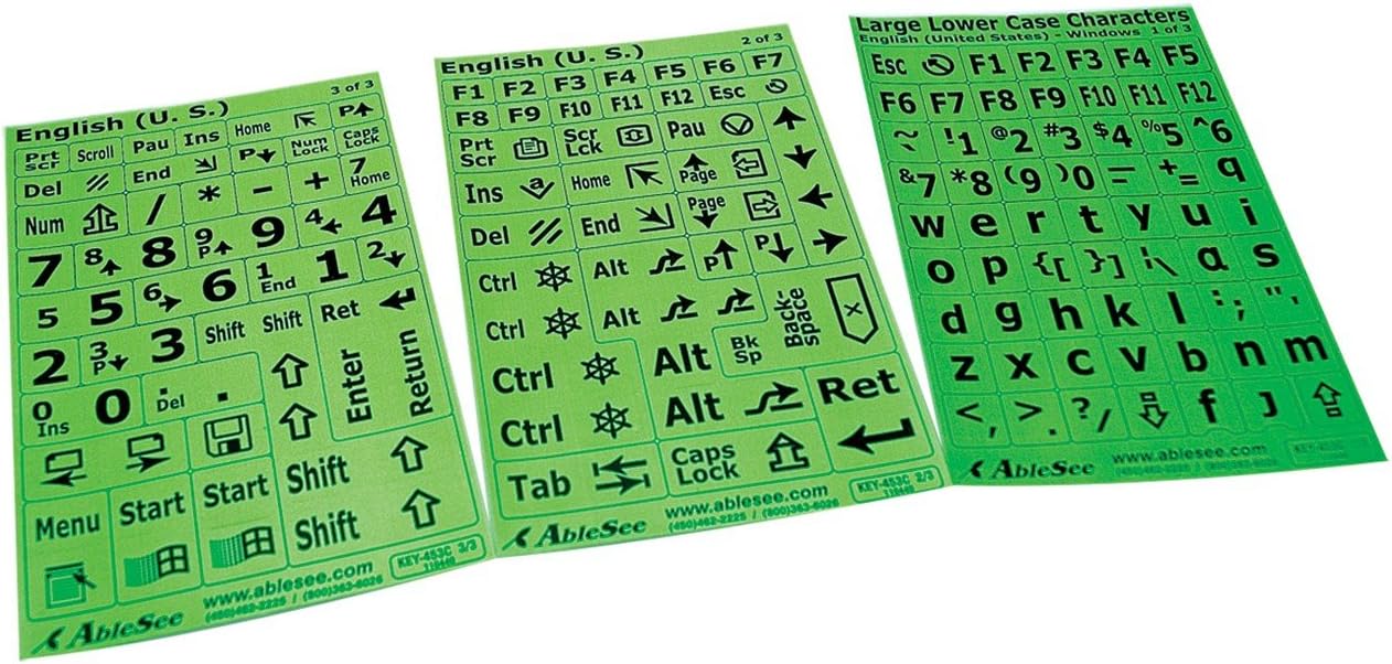 Amazon.com: Keyboard Large Print Labels - Black on Green - Lower Case ...