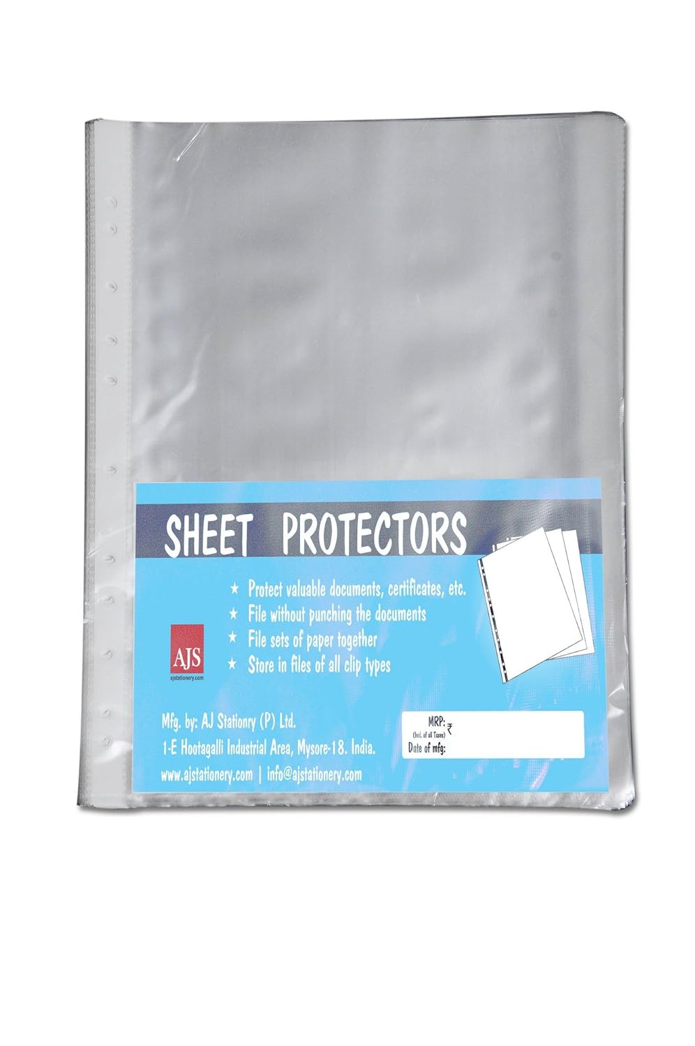 AJS Sheet Protectors, A4, Pack of 50, 10 Packs : Amazon.in: Office Products
