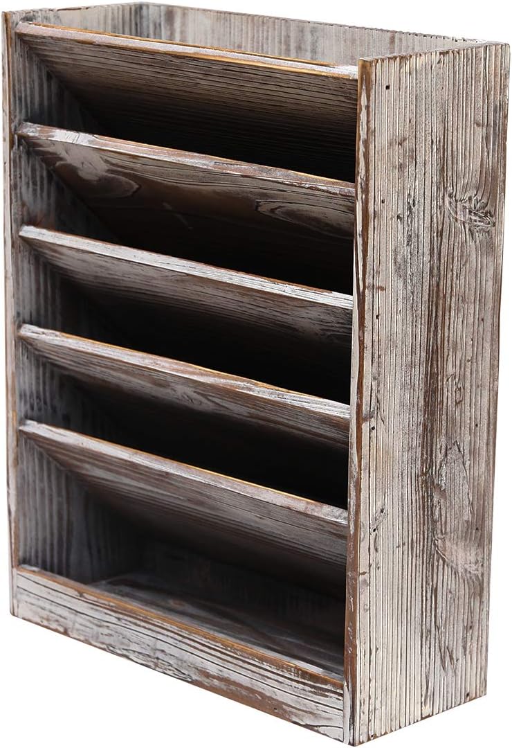 Amazon.com : superbpag Wood Hanging File Organizer, 5 Tier Wall Mount ...