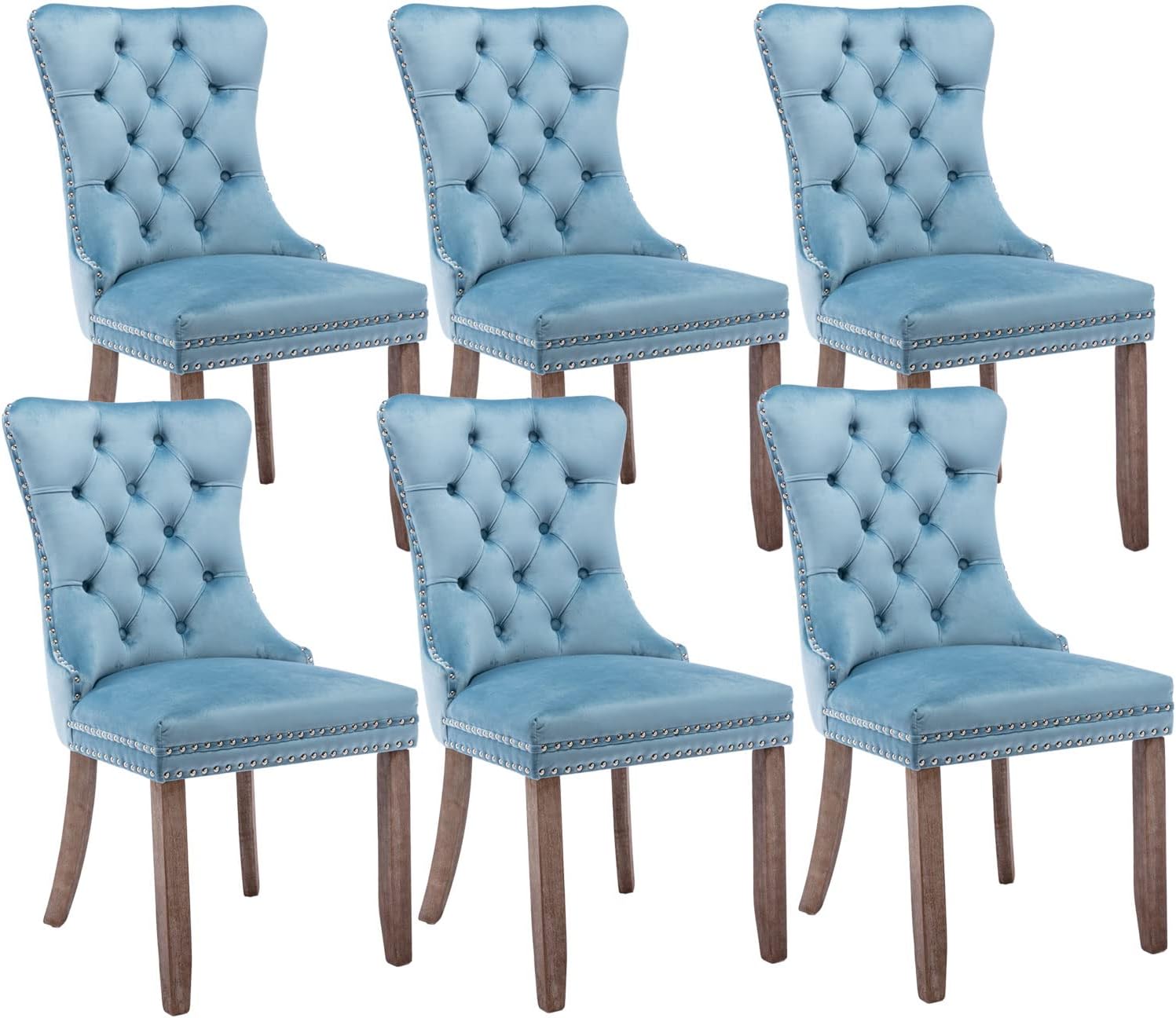 Amazon.com - Velvet Upholstered Dining Chairs Set of 6,Dining Room ...