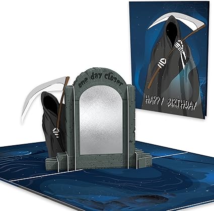 Spooky Funny Pop Up Birthday Card | Creepy 3D Popup Mirrored Tombstone ...