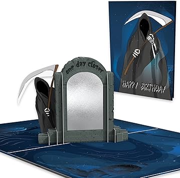 Spooky Funny Pop Up Birthday Card | Creepy 3D Popup Mirrored Tombstone ...