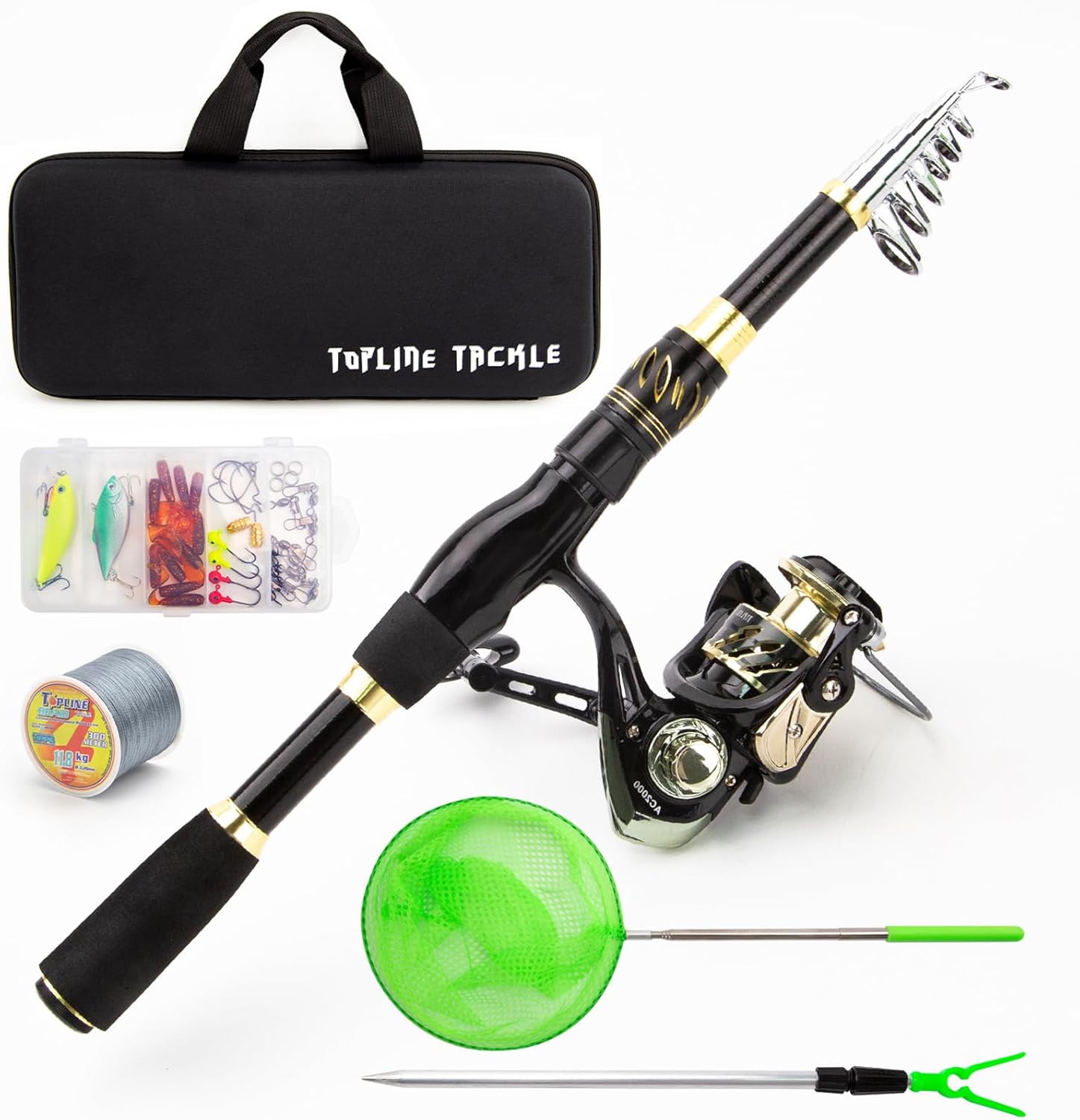 Amazon.com : Topline Tackle Telescopic Fishing Rod and Reel Combo ...