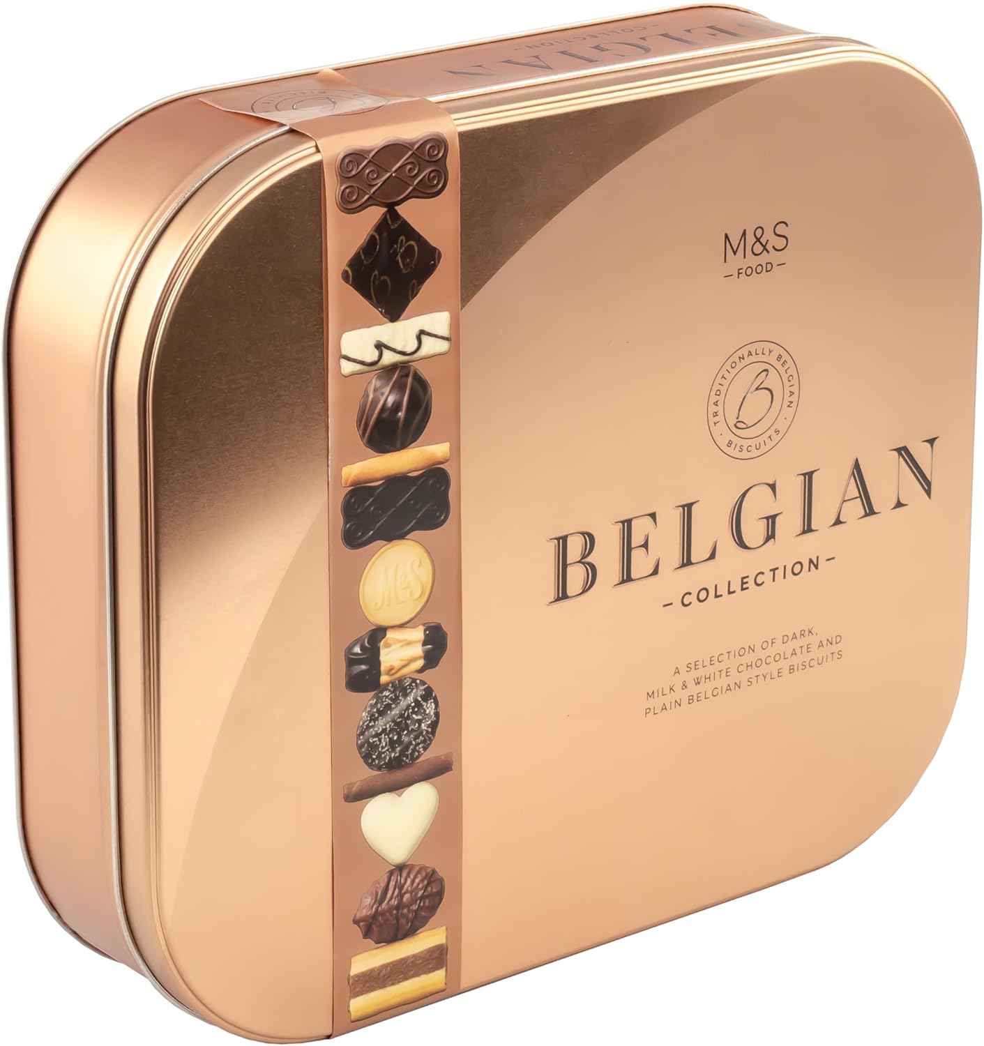 M&S Marks & Spencer Belgian Chocolate Coated Biscuit Collection in Presentation Tin, 500 grams ...