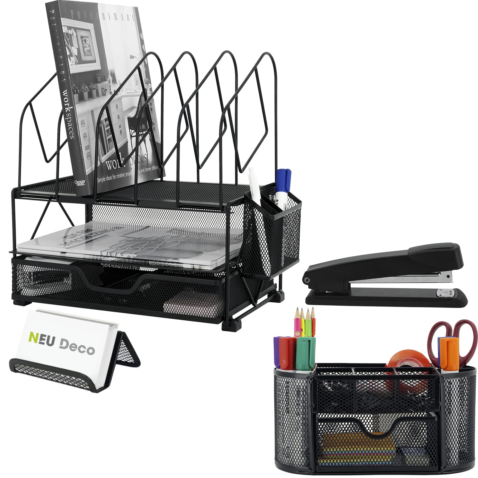 Amazon.com: Neudeco Mesh Desk Organizers, Office Supplies Desktop ...