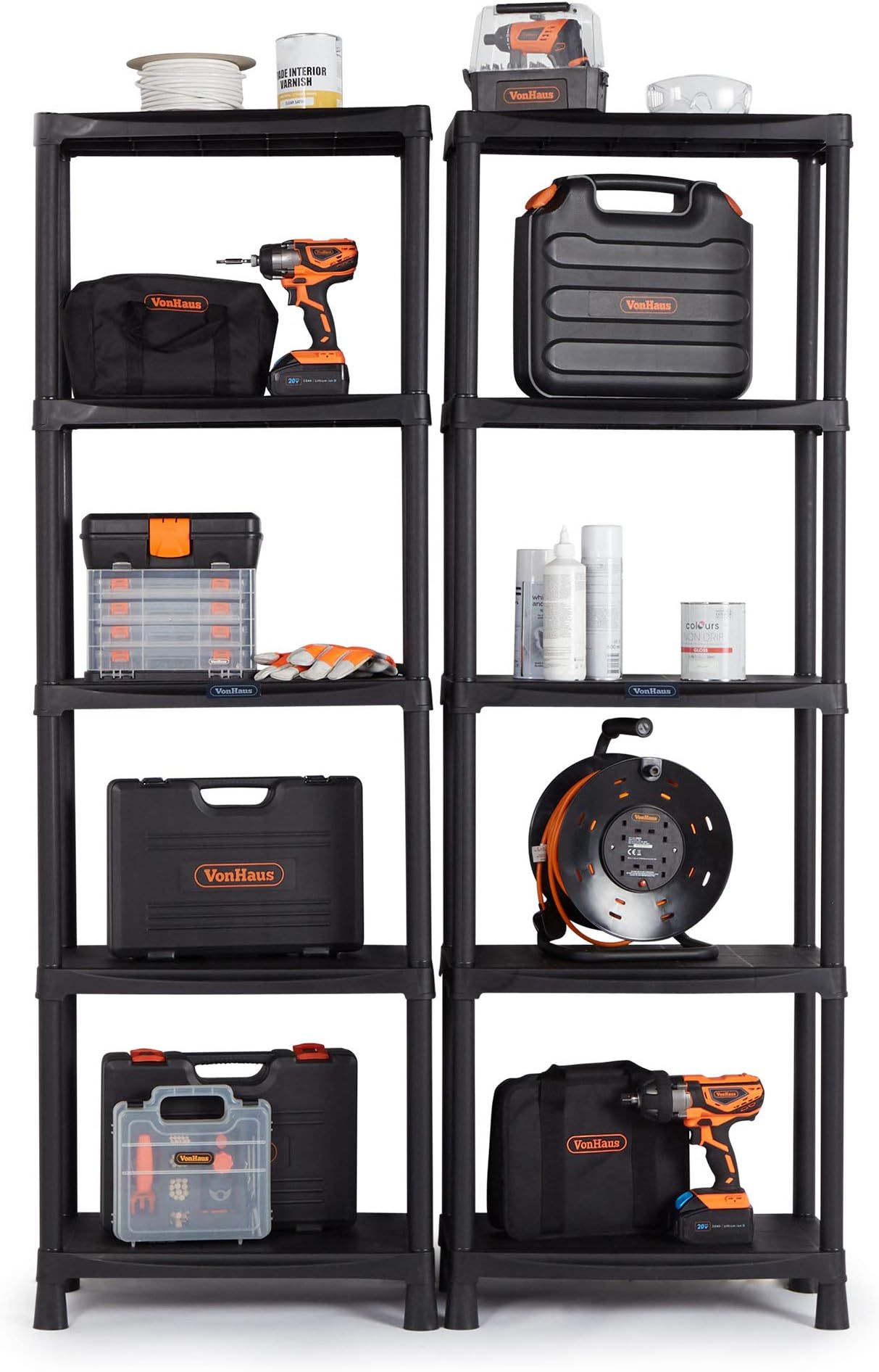 VonHaus Plastic Shelving Unit - 5-Tier, Lightweight Plastic Shelving ...