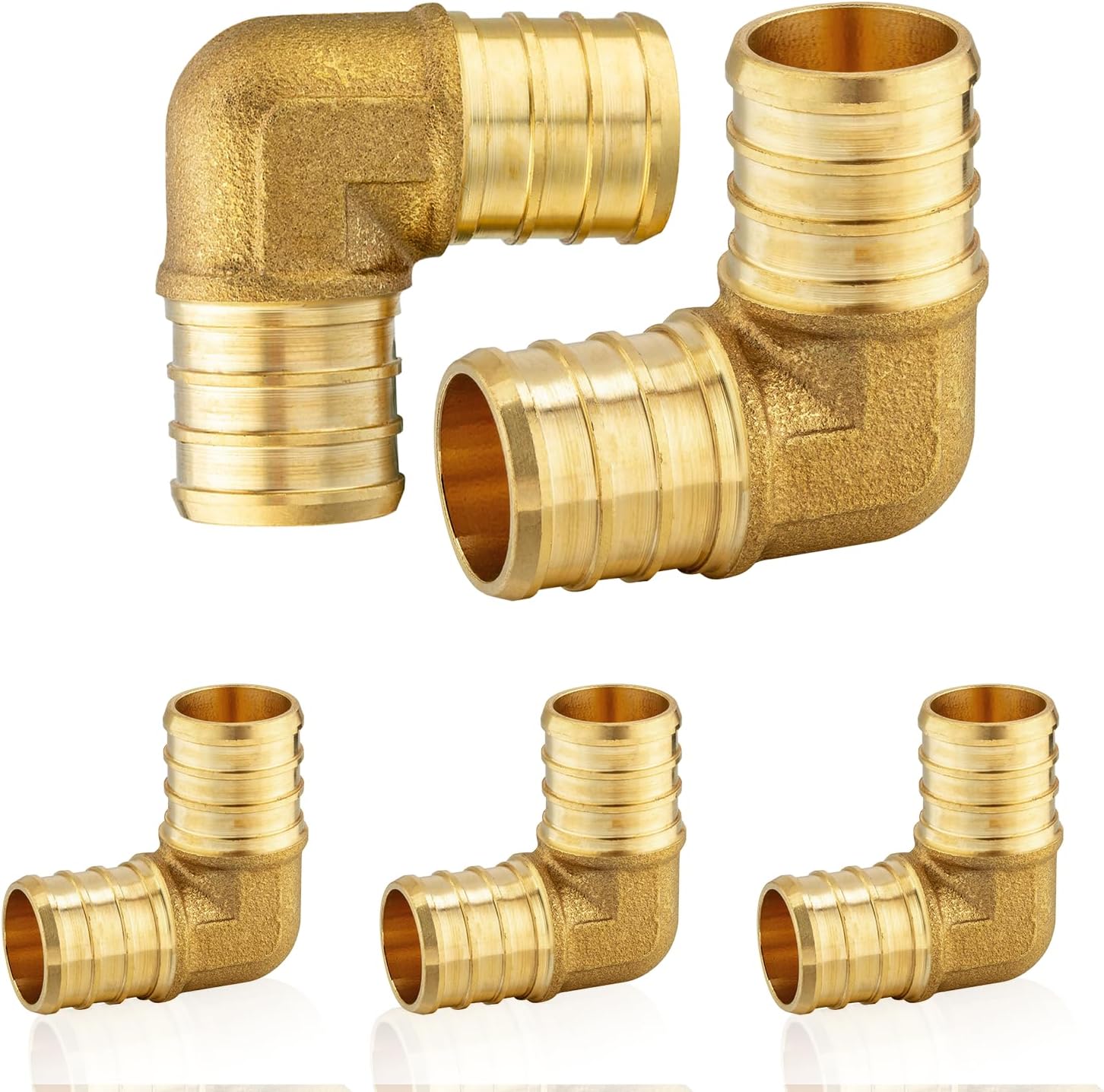 Amazon.com: HeSun 5-Pack PEX Fittings, 1"x1" Brass Crimp Elbow Fitting ...