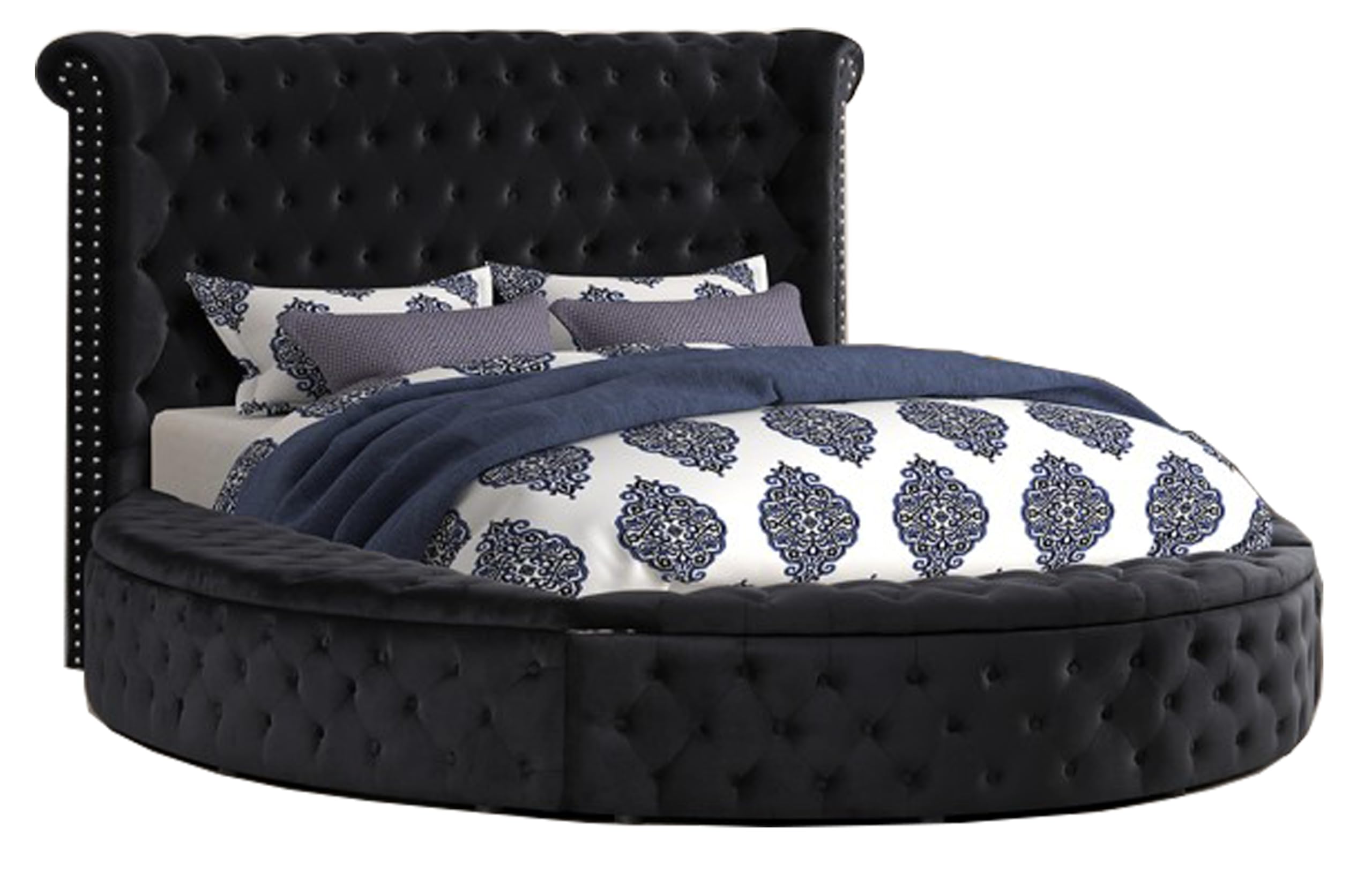 Amazon.com: First of a Kind Circle Velvet Tufted upholstered Platform Storage Bed, Circle Bed ...