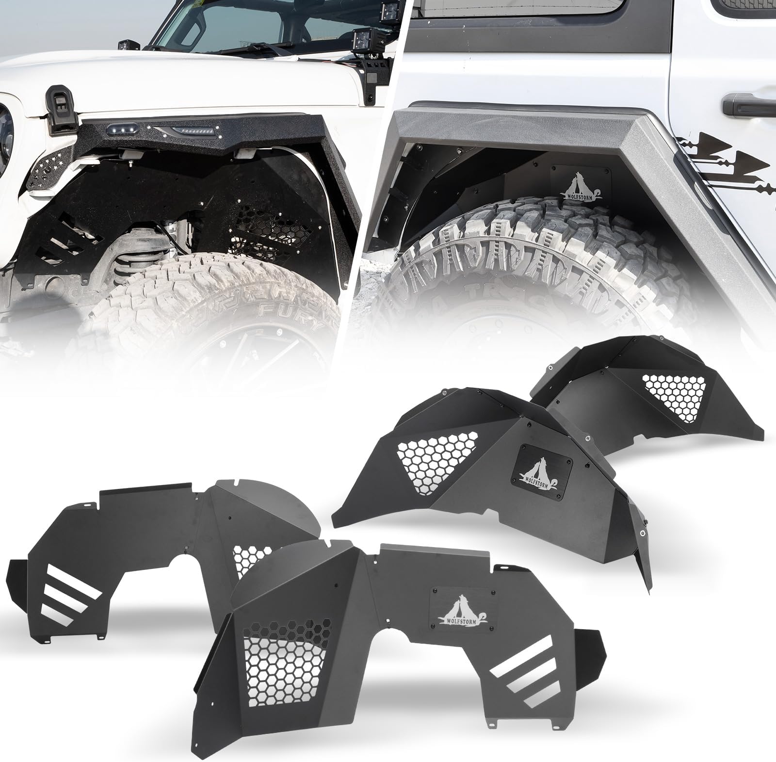Amazon.com: Hooke Road Aluminum Front and Rear Inner Fender Liners Set ...