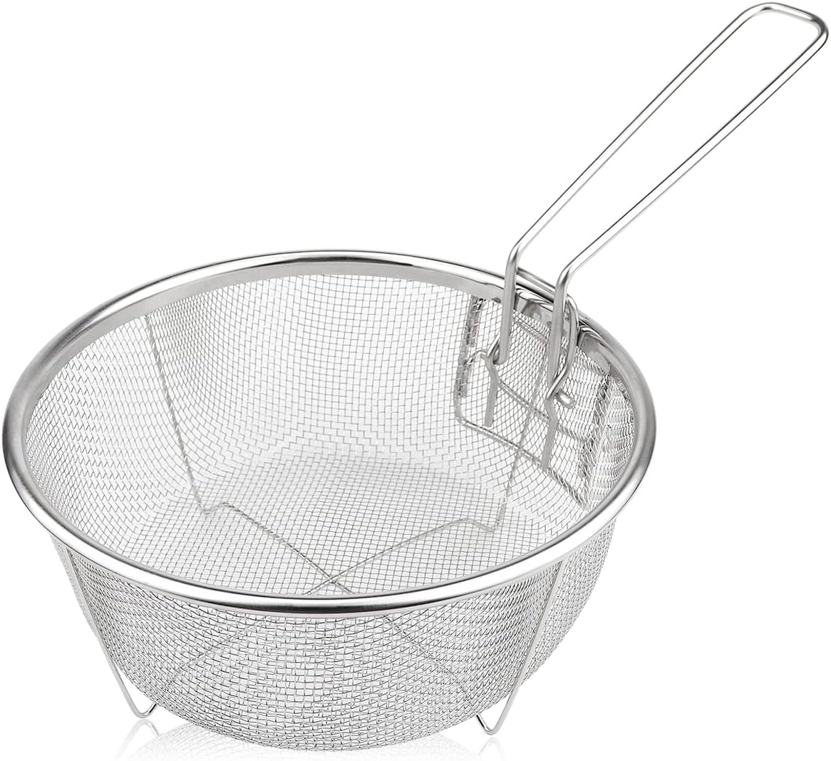 Stainless Steel Drain Basket, Multifunctional Foldable Deep Fry Basket ...