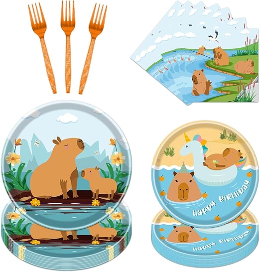 Amazon.com: Rakuto Capybara Birthday Party Decorations, 96PCS ...