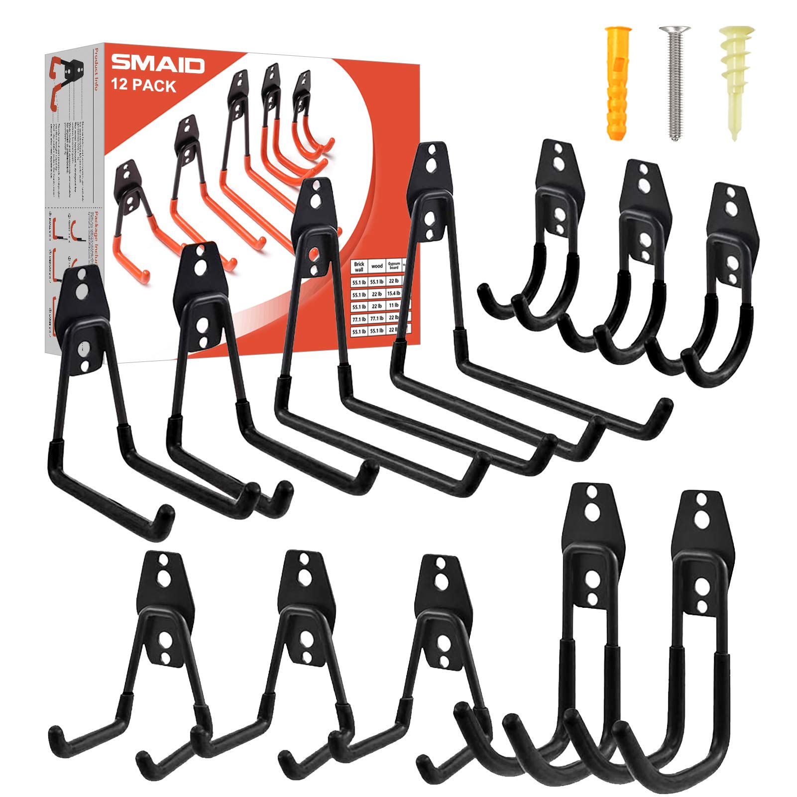 Garage Hooks 12 Pack Heavy Duty Garage Storage Hooks Steel | Desertcart ...