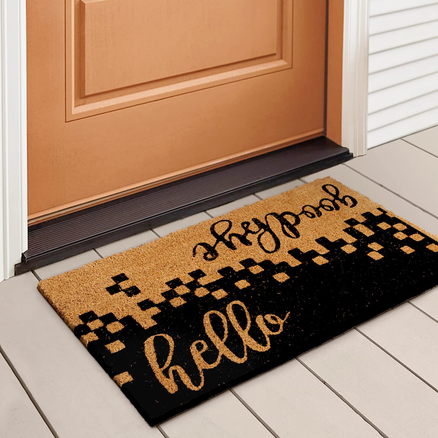 LuxUrux Welcome Mats Outdoor Coco Coir Doormat, with Heavy-Duty PVC ...
