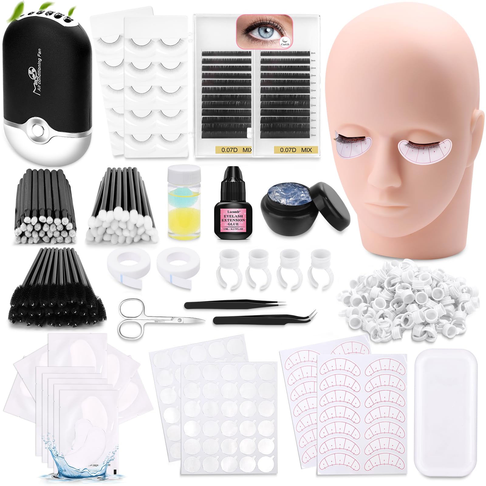 Eyelash Kit for Lash Extension, Lash Tech Supplies with Mannequin ...