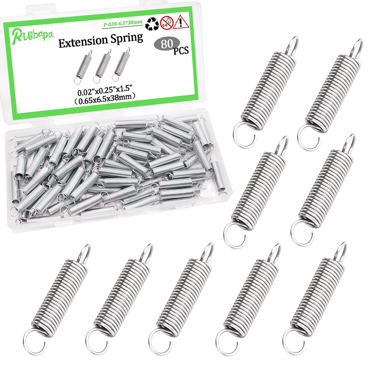 Snapklik.com : 80PCS Extension Spring 1/4 Inch X 1-1/2 Inch Zinc Plated Extension Springs For ...