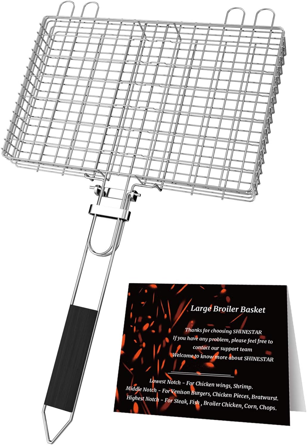 Amazon.com: SHINESTAR Fish Grill Basket, 3 Adjustable Levels Stainless ...