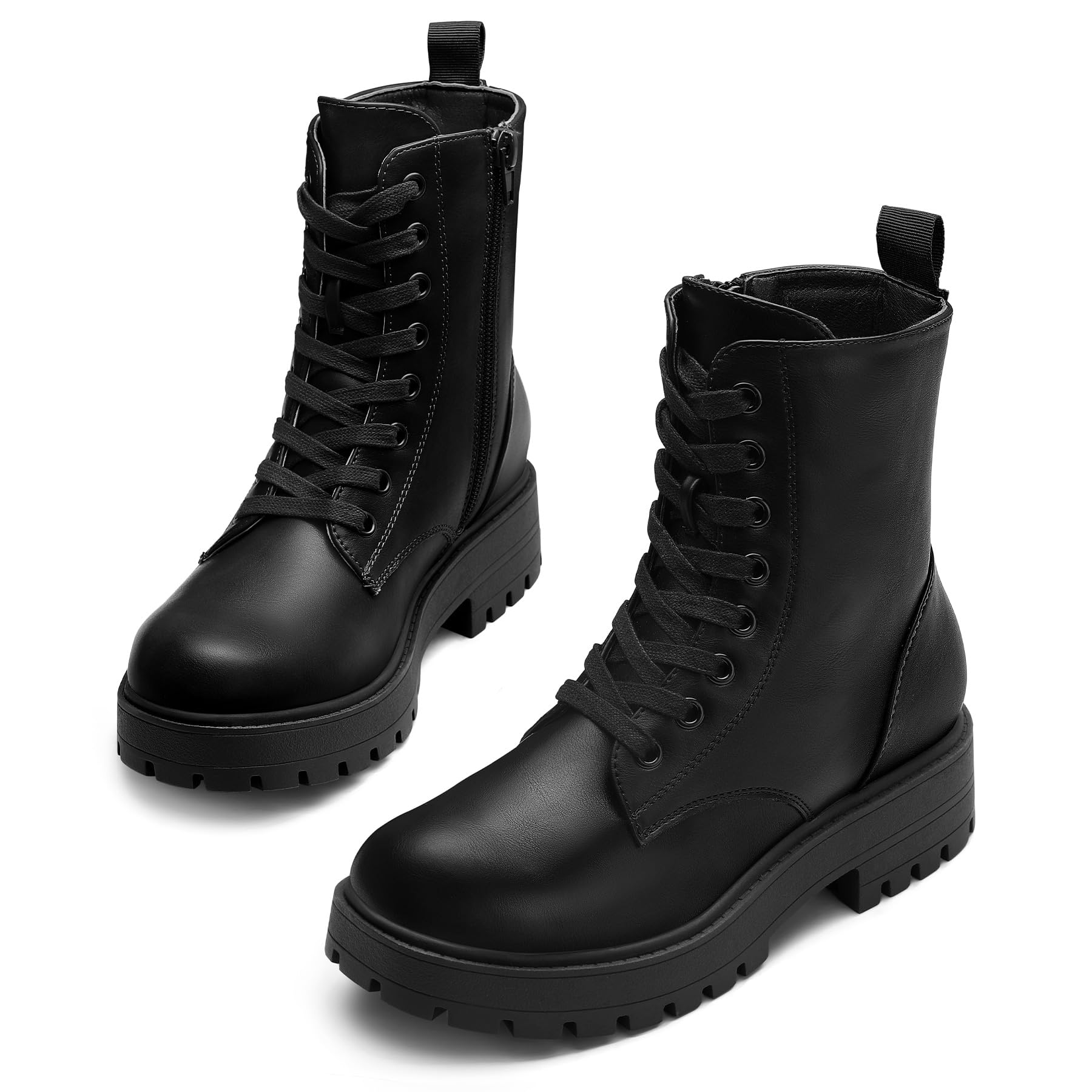 Snapklik.com : Mysoft Womens Combat Boots Platform Chunky Low Heel Lace ...