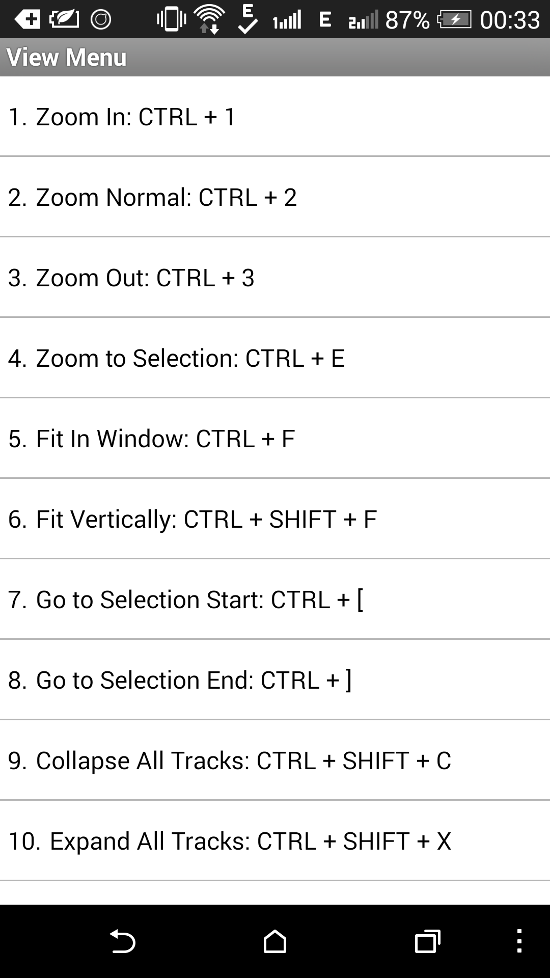 Audacity Keyboard Shortcuts - App on the Amazon Appstore