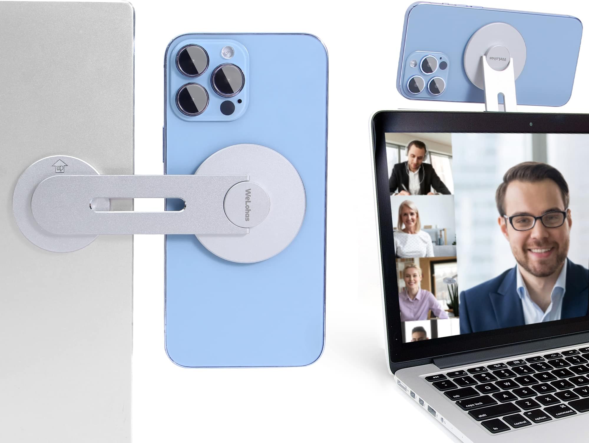 CloudValley Magnetic Phone Holder for Laptop, Adjustable Phone Monitor ...