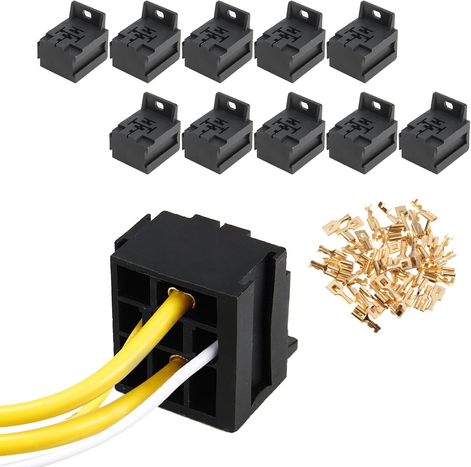 Amazon.com: Middrivr 10Pcs Relay Base Holder, 12V/24V 30A-80A 5 Pin ...