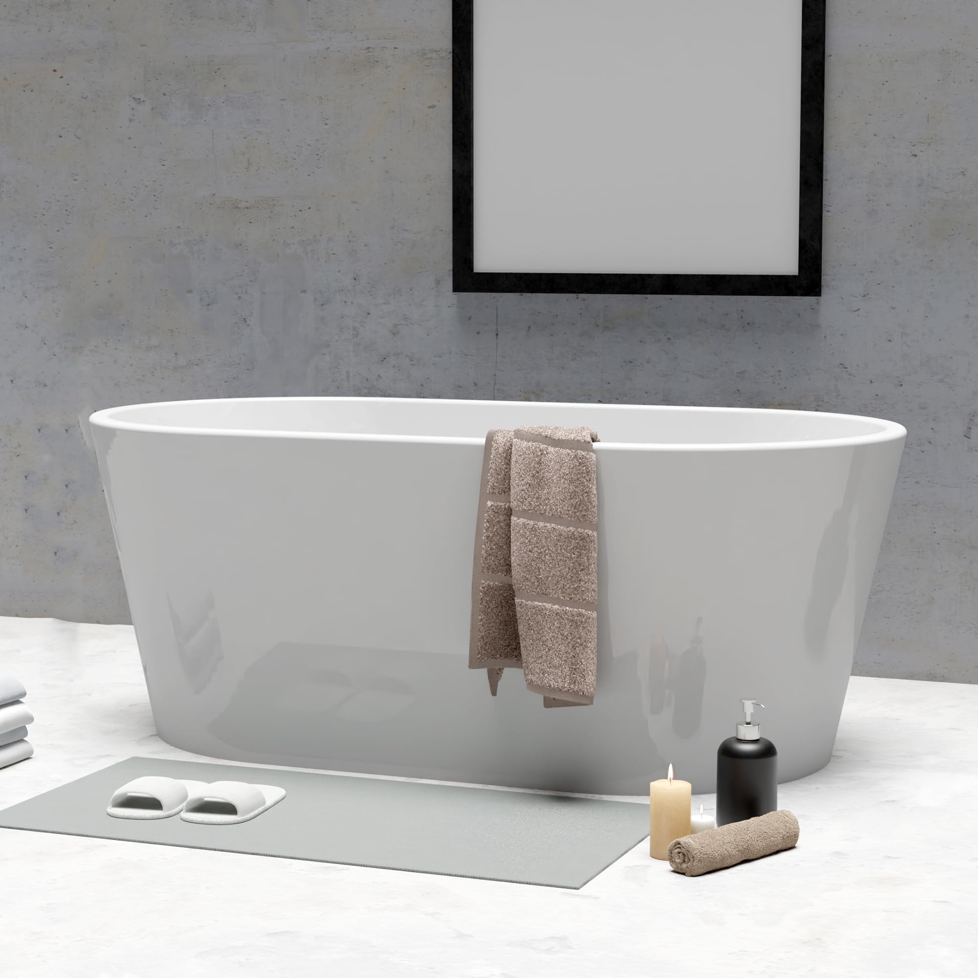 SYLONWILL Acrylic Free standing Bathtubs, White Modern Stand Alone ...