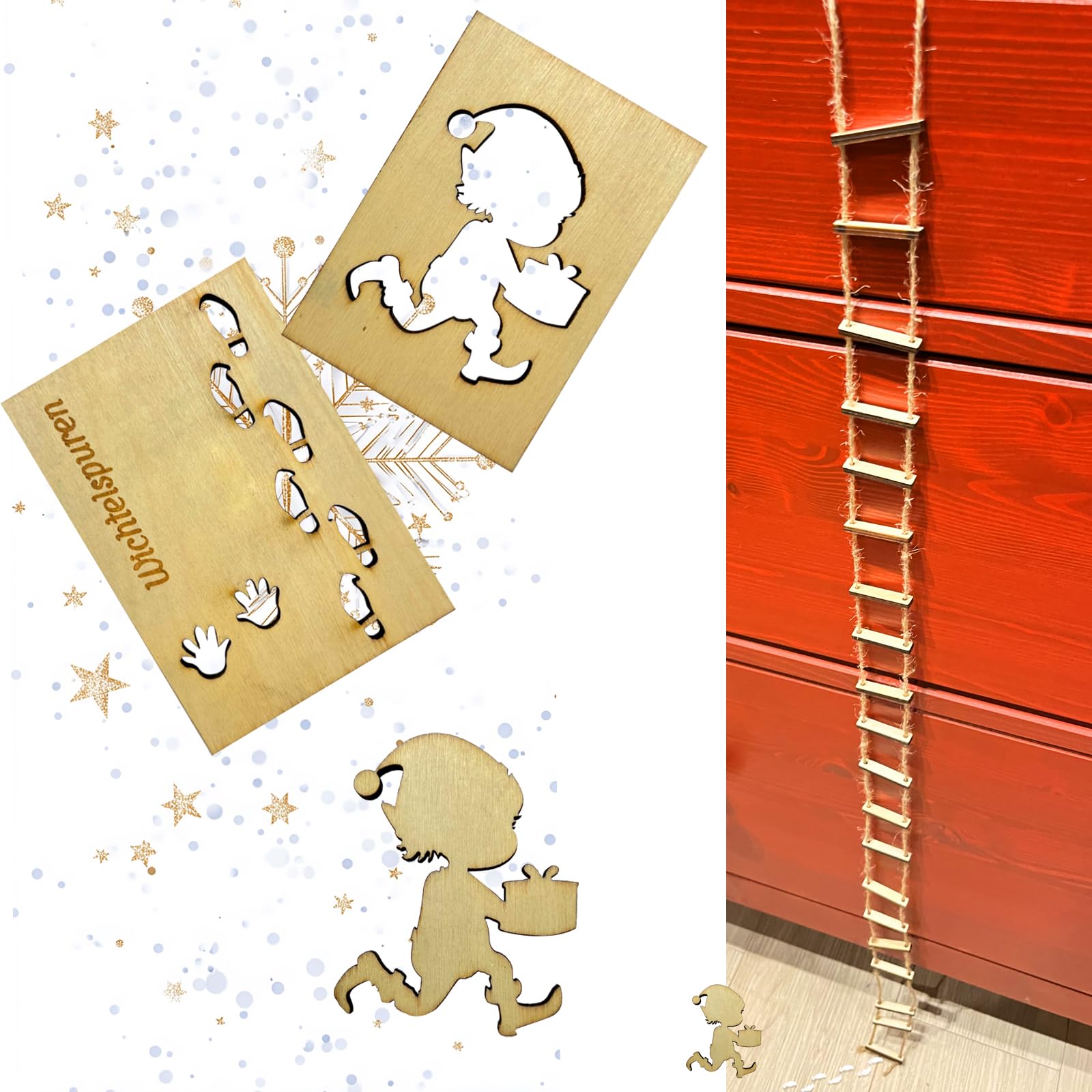 Qeioauek Wichtel Fußspuren Schablone,Gnome Streich Strickleiter,Wichtel ...