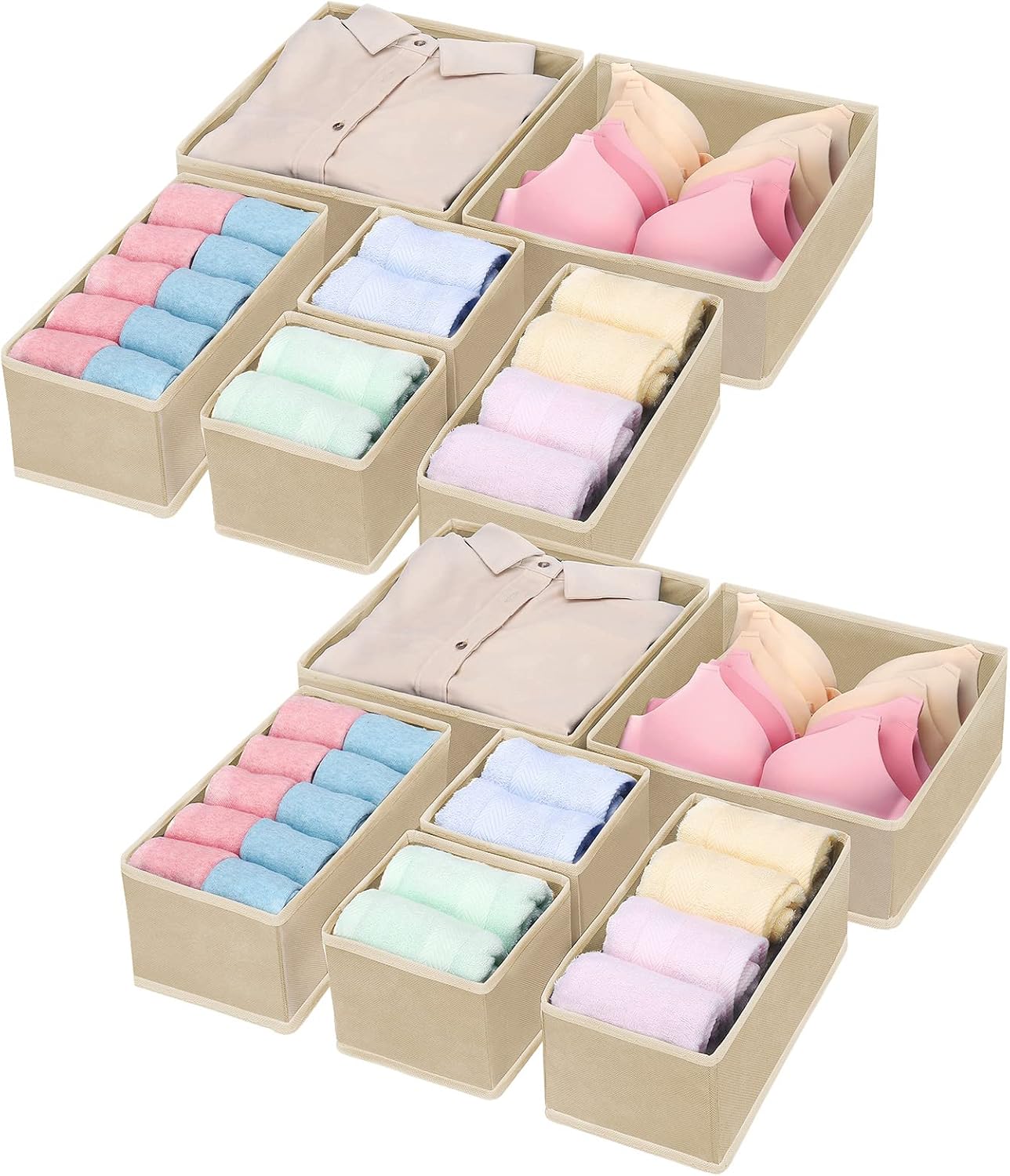 Amazon.com: Felibeaco Set of 12 Foldable Clothes Drawer Organizers ...