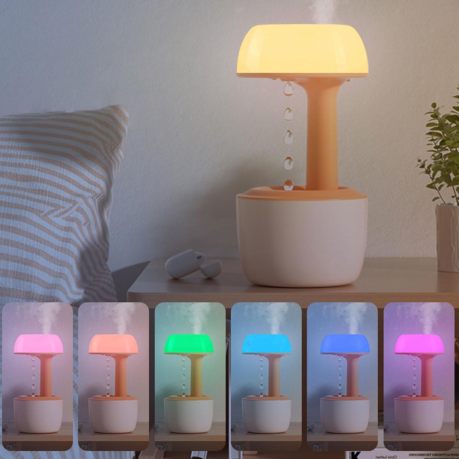 Anti Gravity Water Drop Humidifier, 800ml Cool Mist 36dB Quiet ...