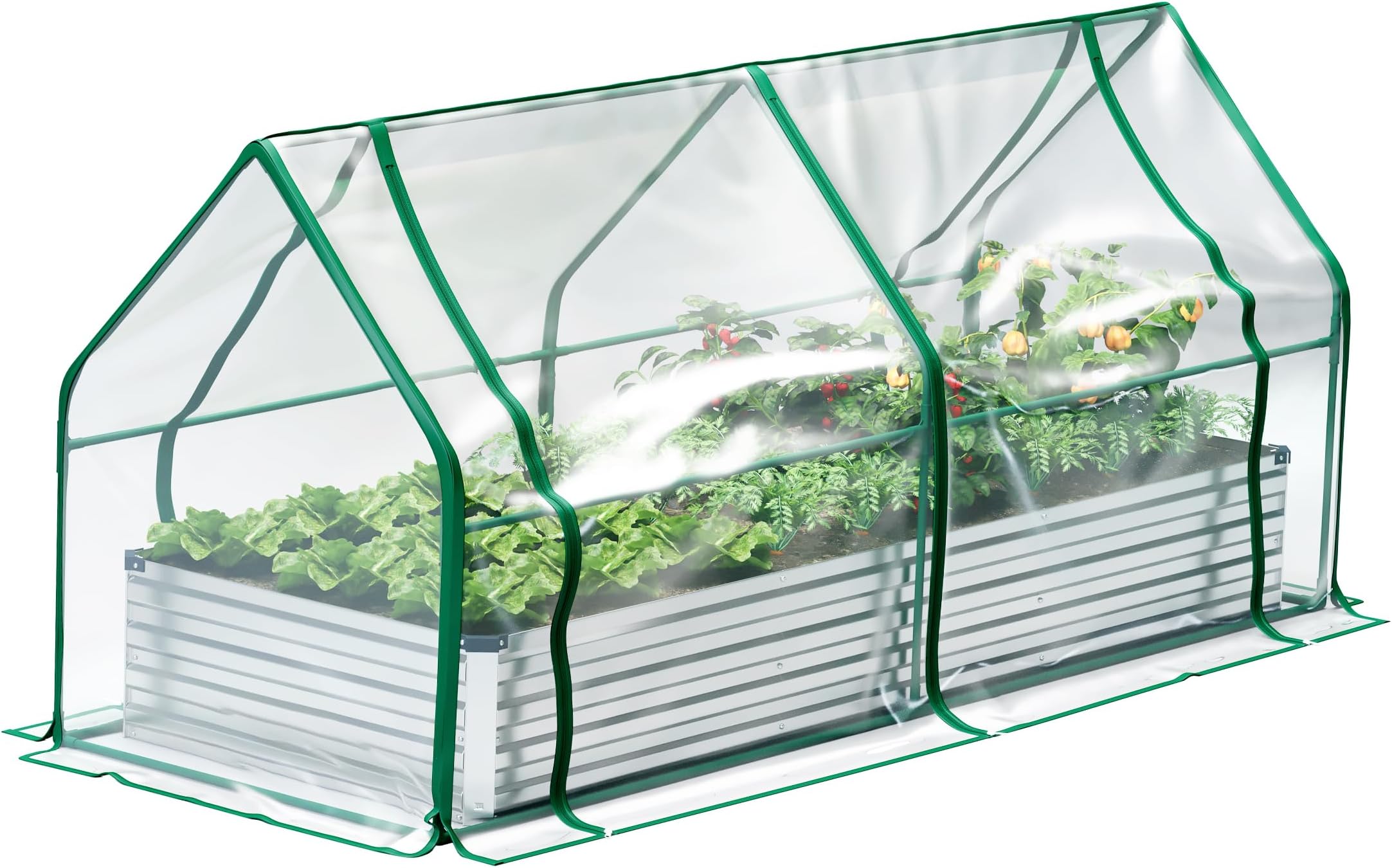 Amazon.com : 6x3x1FT Galvanized Raised Garden Bed with Covered Outdoor ...