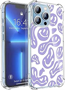 Amazon.com: TEXXY Designed for iPhone 14 Pro Max Smile Face Case, Purple Liquid Trippy Hippie ...