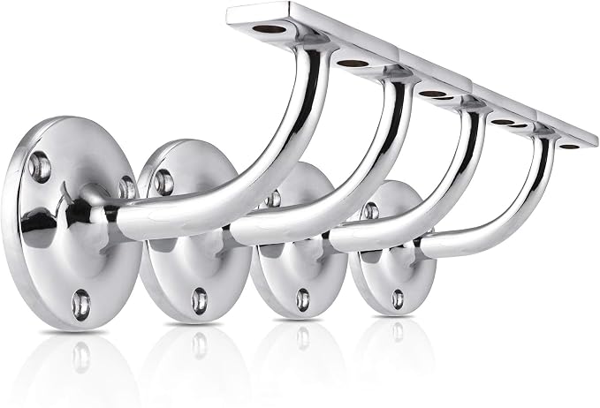 XFORT Set of 4 Polished Chrome Handrail Brackets, Banister Brackets for ...
