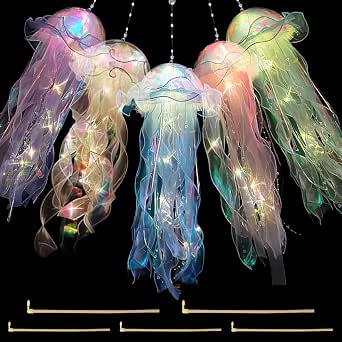 Lotvic 5 Pcs Jellyfish Light, Colorful Hanging Jellyfish Lamp, LED ...