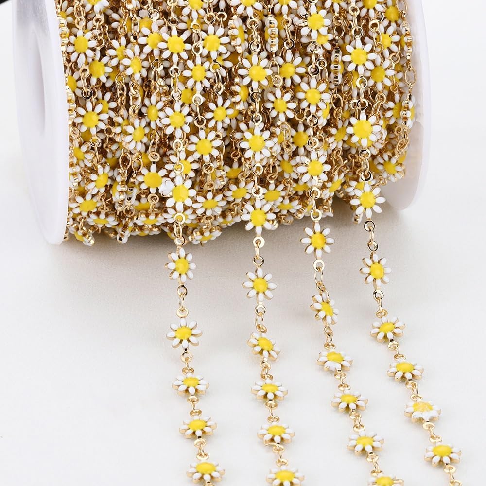 Amazon.com: Beading 1Meter 7mm Daisy Flower Chains Stainless Enamel ...