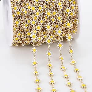 Amazon.com: Beading 1Meter 7mm Daisy Flower Chains Stainless Enamel ...