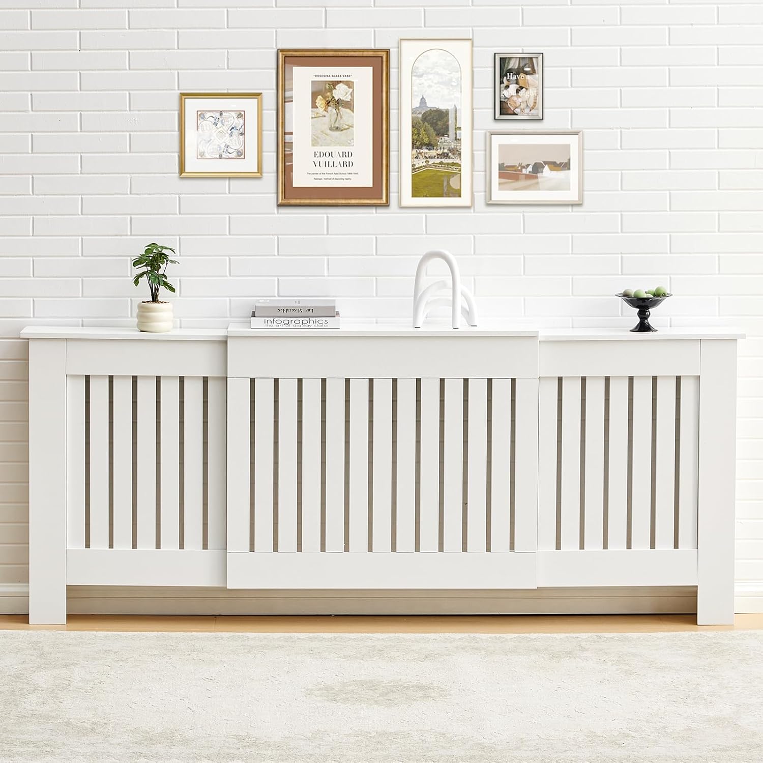 TUKAILAi Extendable Radiator Cover 146-196cm Length Adjustable Wooden ...