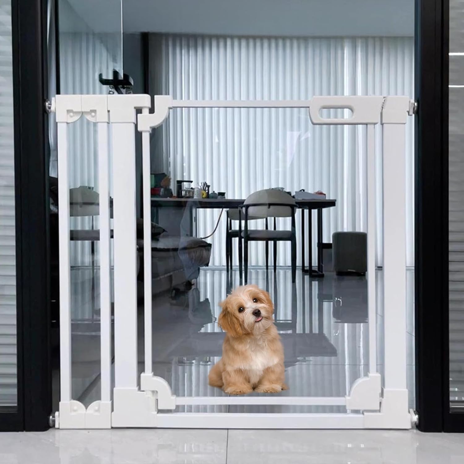 WAOWAO Clear Baby Gate for Stairs Modern Design Acrylic Auto Close Pet ...
