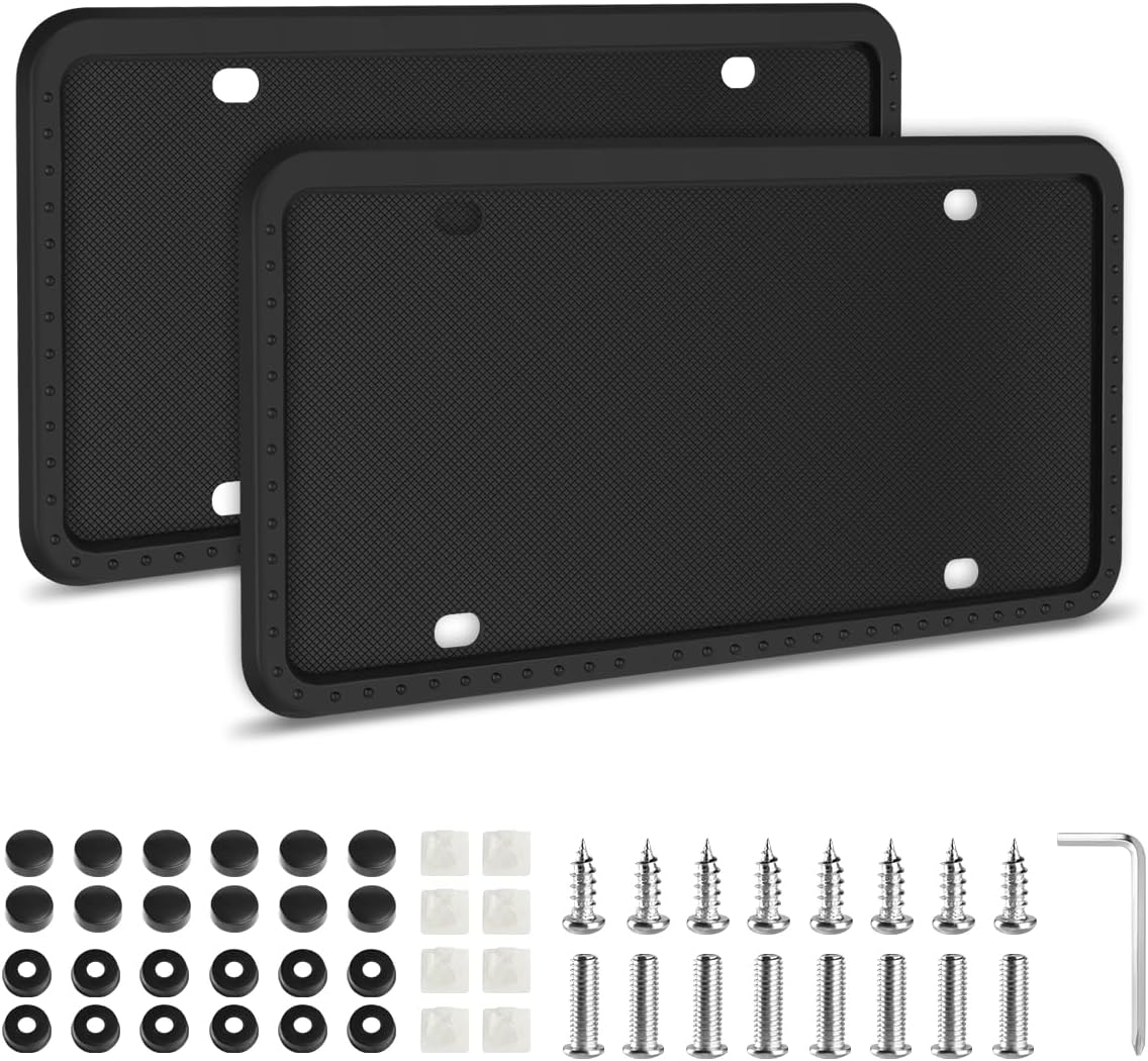 License Plate Frame Cover Silicone 2 Pack, License Plate Cover with ...