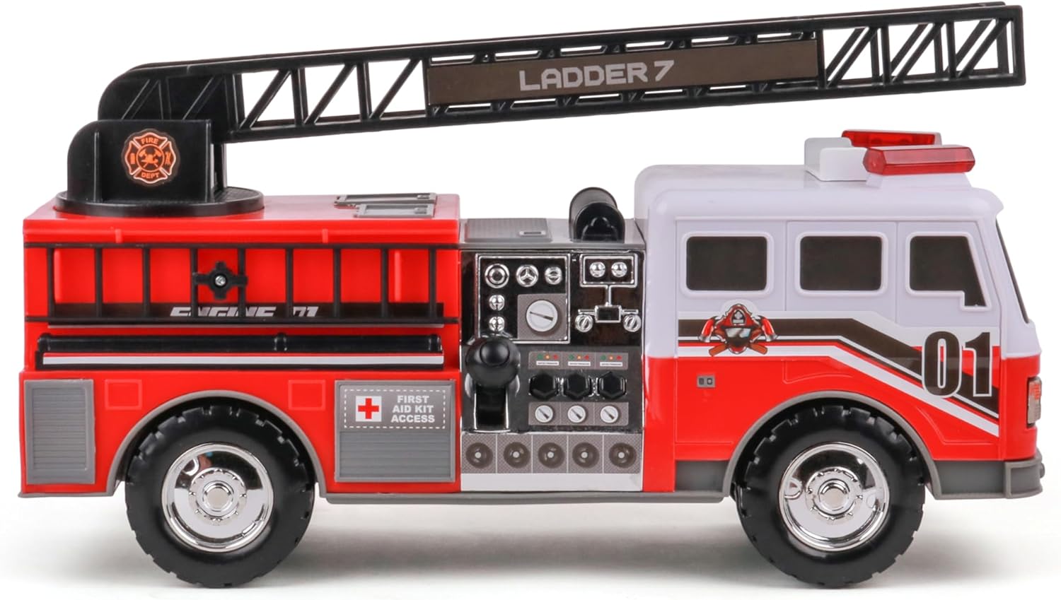 Amazon.com: Mighty Fleet Mighty Motorized Fire Ladder Truck Firetruck ...