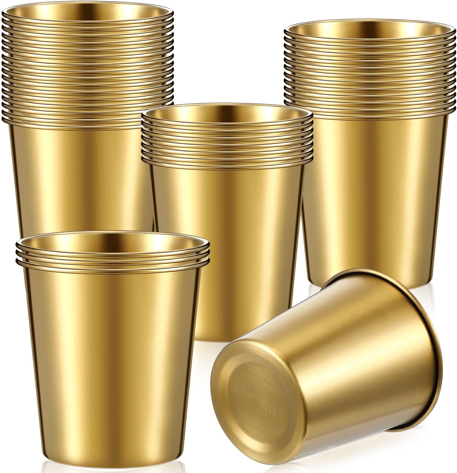 Amazon.com | Mifoci 36 Pcs Stainless Steel Cups Gold 8.8 oz Metal Pint ...