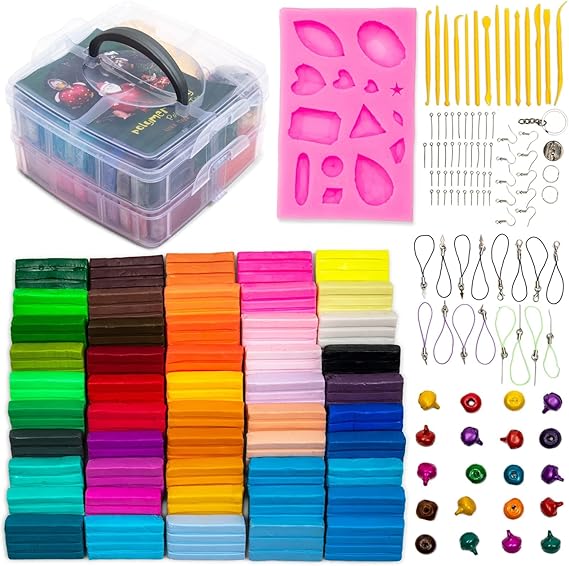 Amazon.com: Bright Creations Polymer Clay Starter Kit - 50 Colors, 79 ...