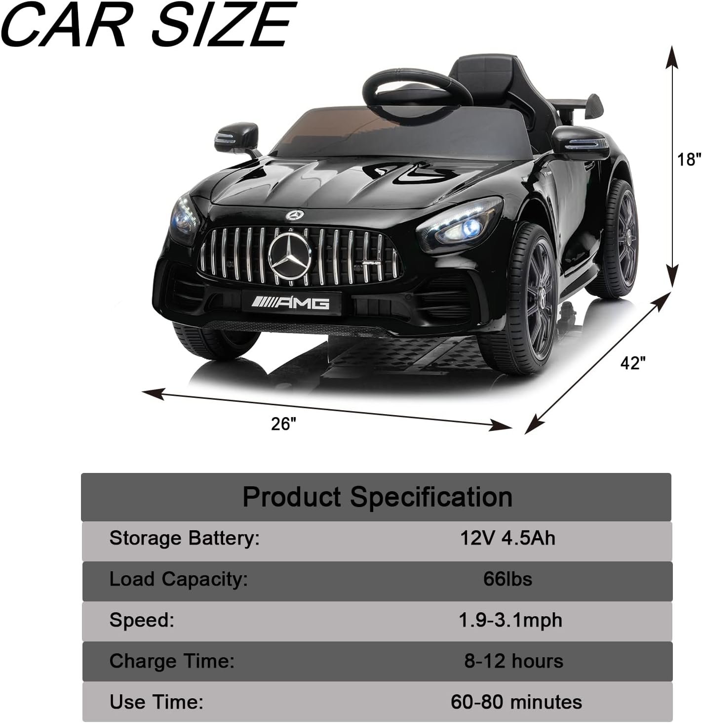 Buy Nitoess 12V Ride On Car, Mercedes Benz Licensed AMG GTR Kids Car ...