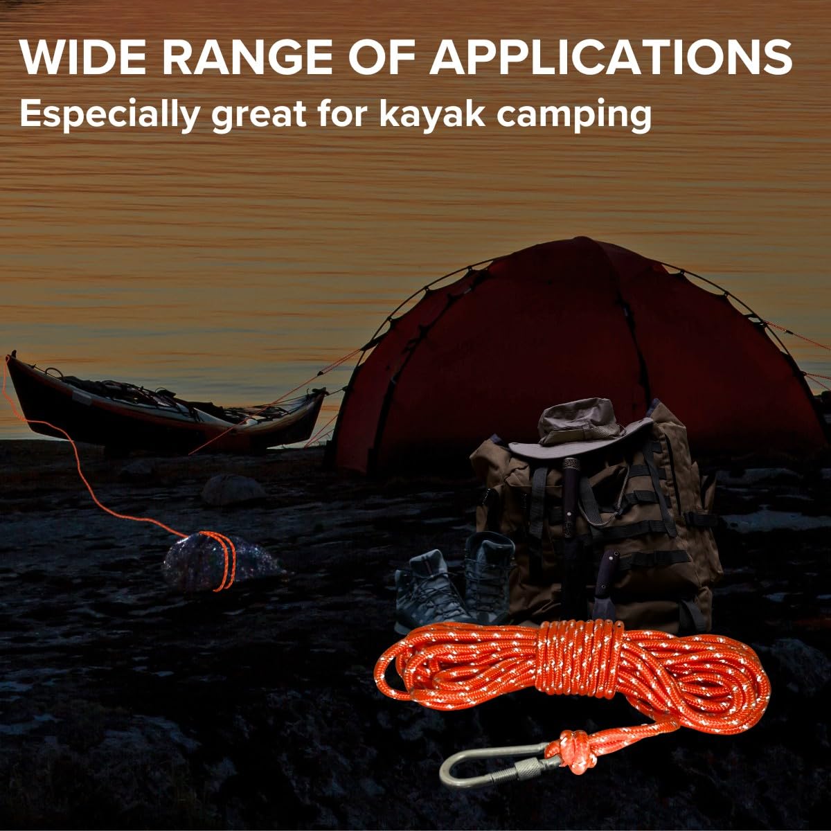 Snapklik.com : BeGrit Floating Rope 1/4" X 65.6 Reflective ...