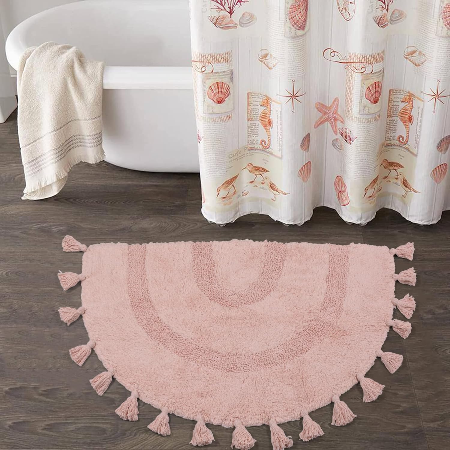 Amazon.com: Schweek Boho Bathroom Rug Half Circle Cotton Bath Mat with ...