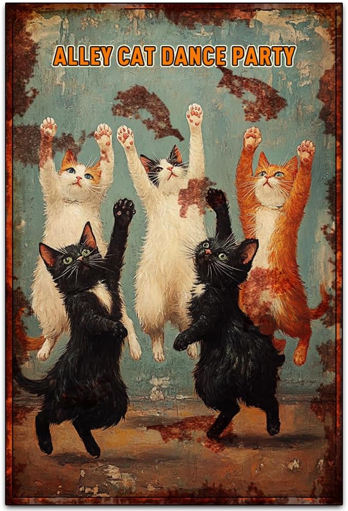 Amazon.com: Robert Art Alley Cat Dance Party Tin Sign, Retro Classic ...