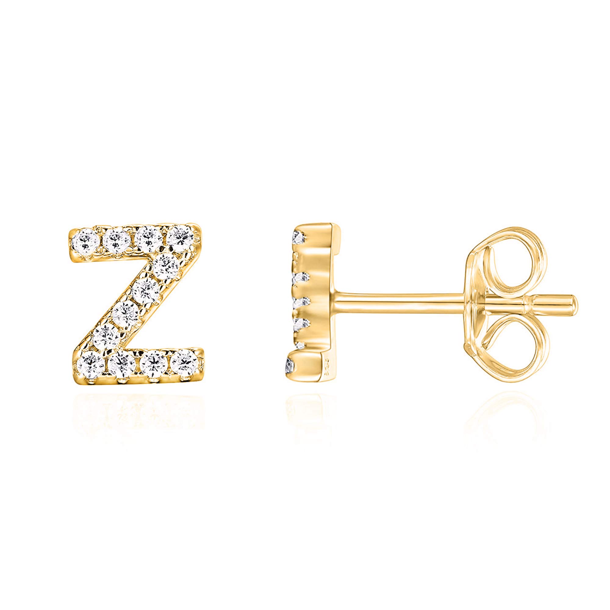 Snapklik.com : 14K Yellow Gold Plated Sterling Silver CZ Alphabet ...